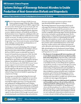 Systems Biology of Bioenergy-Relevant Microbes to Enable Production of ...